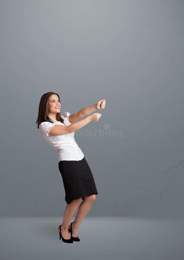 Pretty Lady Gesturing with Copy Space Stock Image - Image of product ...