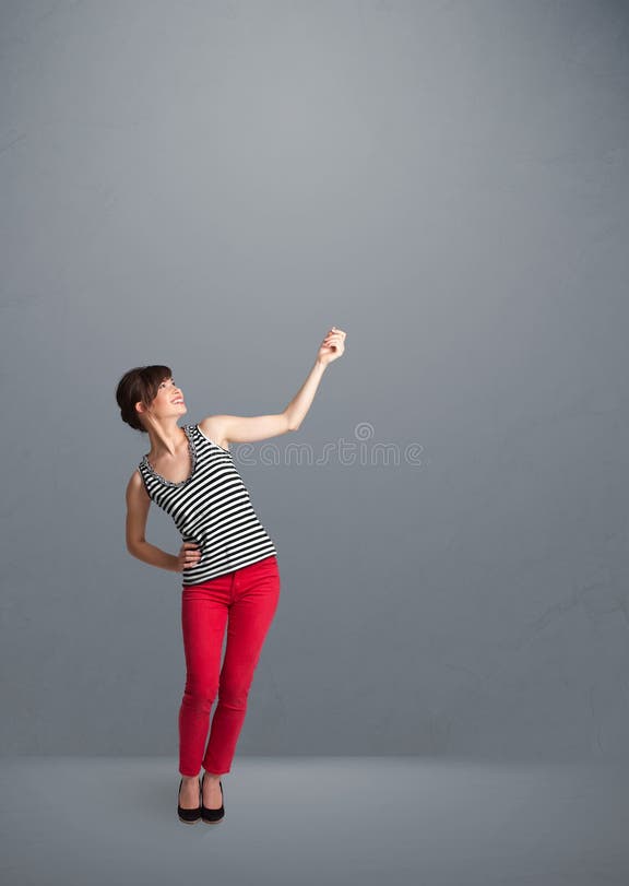 Pretty Lady Gesturing with Copy Space Stock Image - Image of ...