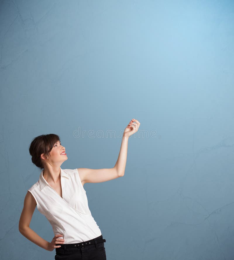 Pretty Lady Gesturing with Copy Space Stock Photo - Image of ...