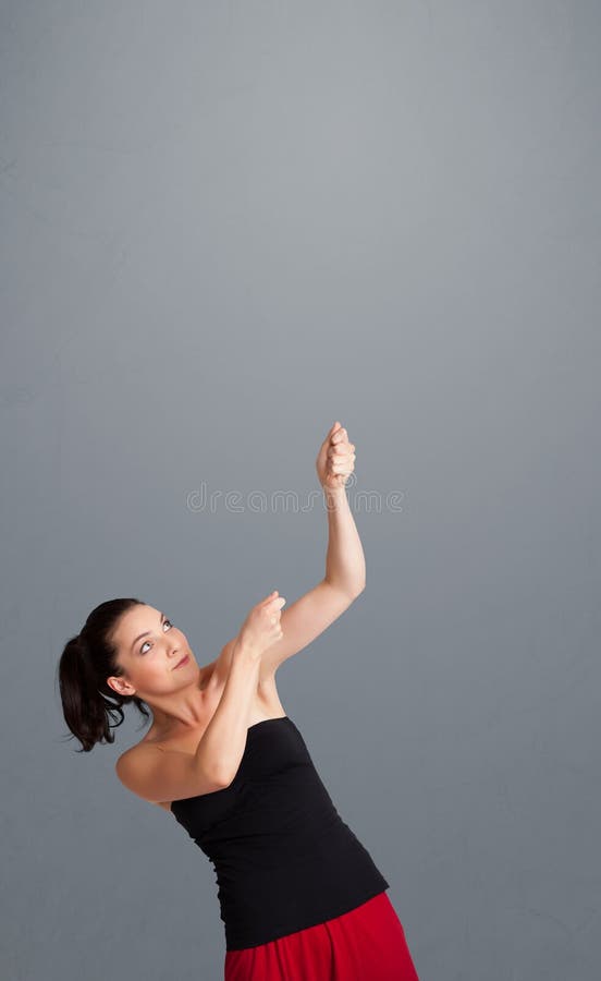 Pretty Lady Gesturing with Copy Space Stock Photo - Image of commercial ...