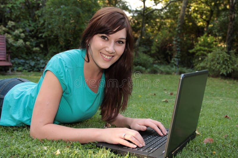 Pretty Lady with Laptop stock image. Image of laptop - 13568025