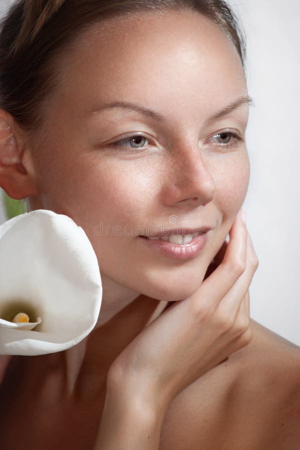 Pretty lady with lily stock photo. Image of caucasian - 14584904