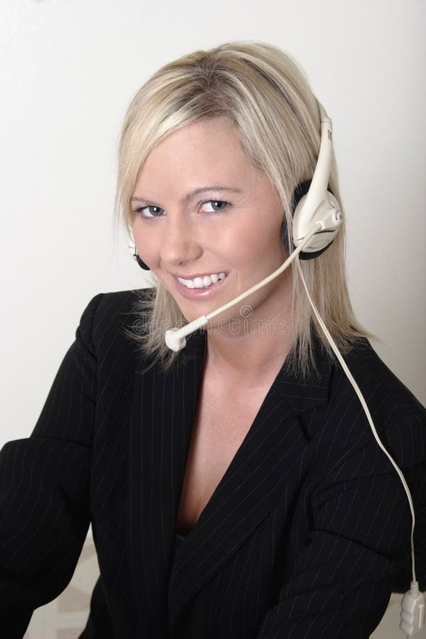 Pretty Lady Switchboard Operator Stock Image - Image of adult, person ...