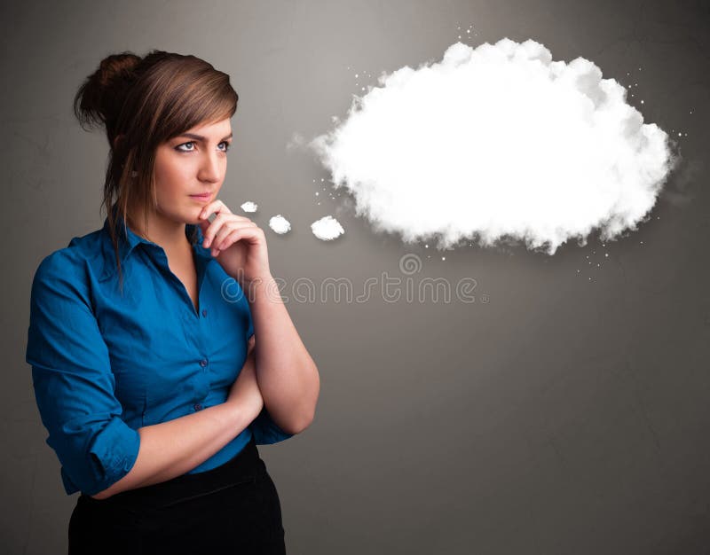 Woman thinking stock photo. Image of message, concept - 13772124