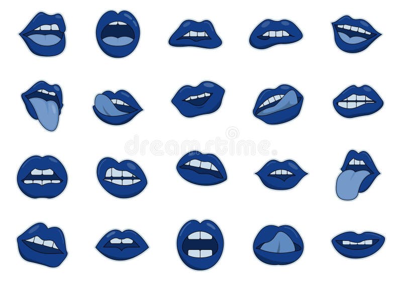 Pretty Lips Sticker Element Set Stock Illustration - Illustration of ...