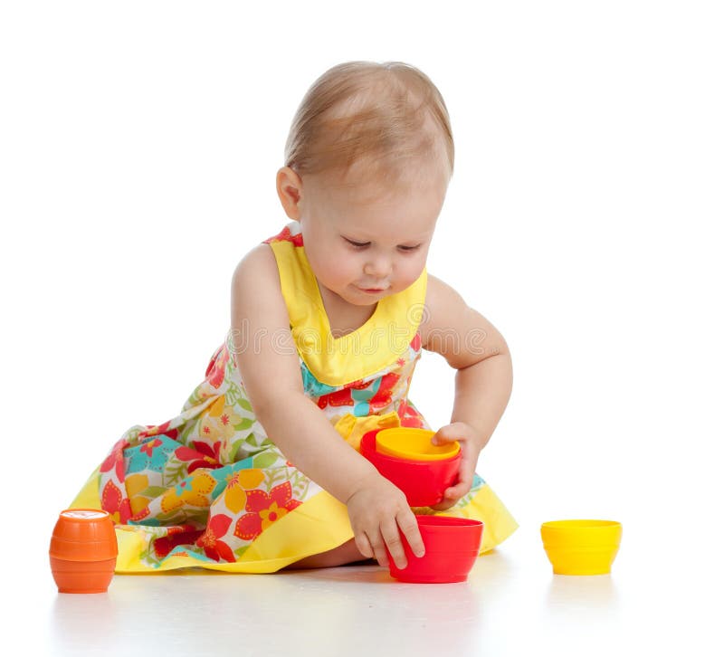 Funny Baby Playing with Color Developmental Toy Stock Photo - Image of ...