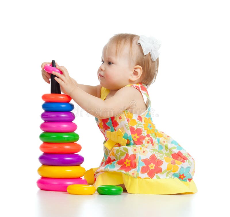 Pretty Little Child Playing with Color Toy Stock Photo - Image of ...