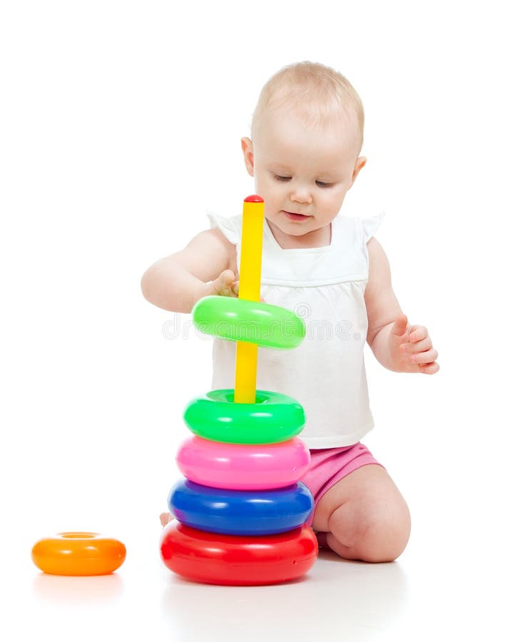 Pretty Little Child or Kid Playing with Color Toy Stock Image - Image ...
