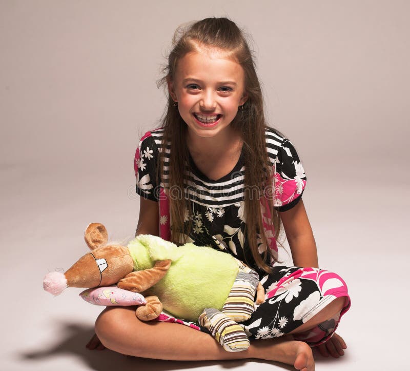 Pretty Little Girl with Mouse Stock Photo - Image of care, healthy ...