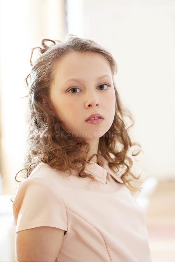 Pretty Little Girl Posing Looking at Camera Stock Image - Image of lady ...