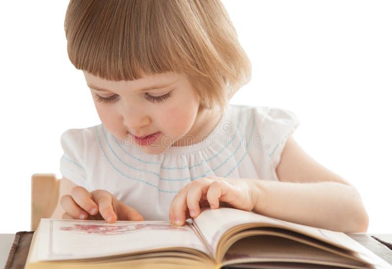 Pretty Little Girl Reading An Interesting Book Stock Photo - Image ...