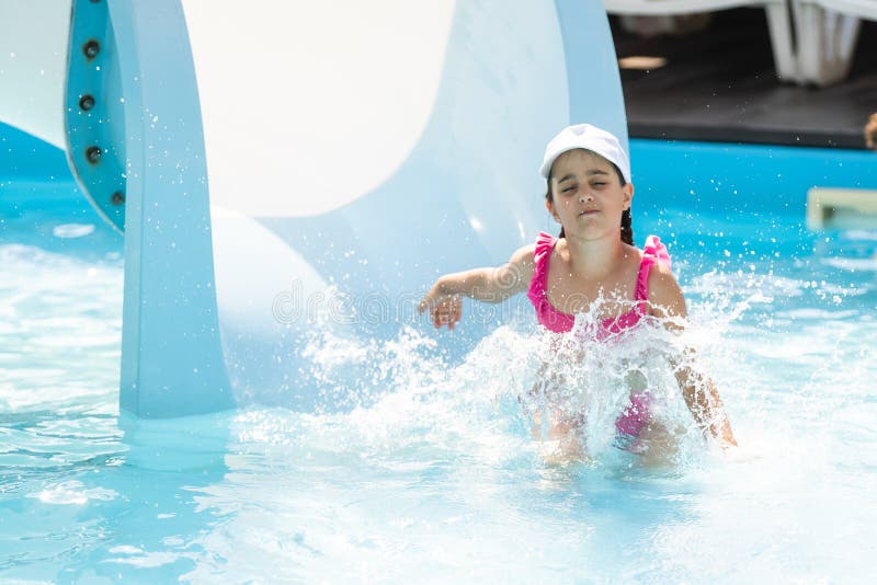 Pretty Little Girl in Swimming Pool Stock Image - Image of blue, cool ...
