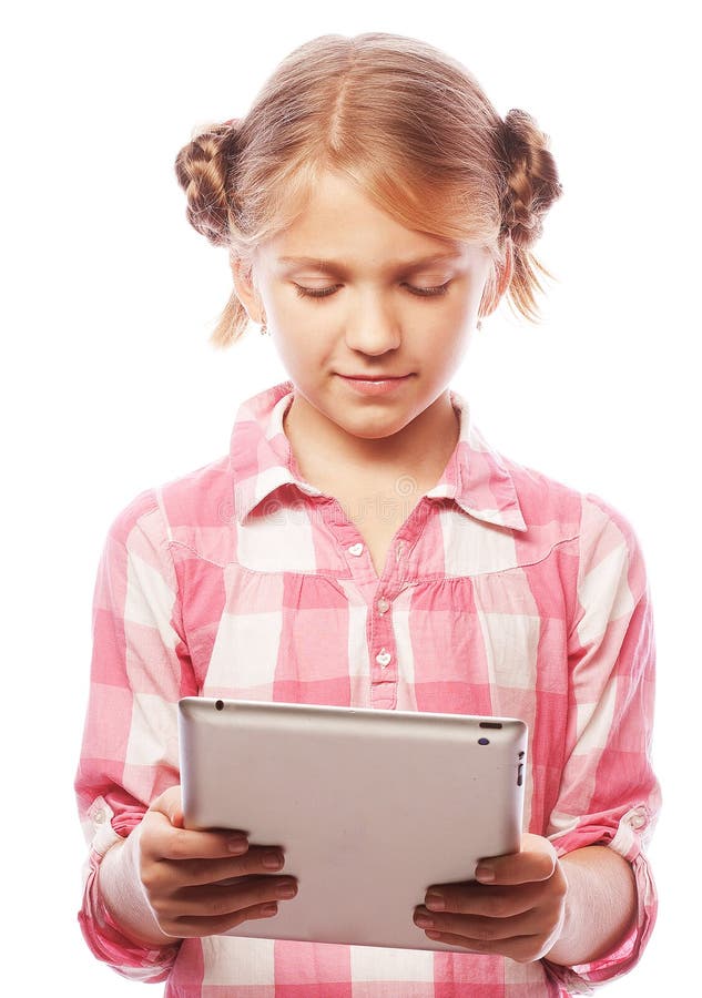 Pretty Little Girl with a Tablet PC Stock Photo - Image of notebook ...