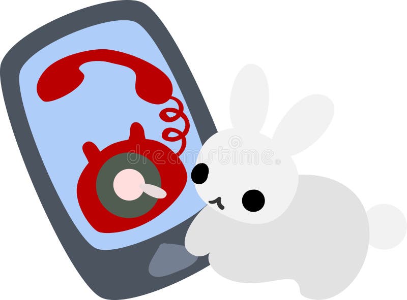 Rabbit and telephone stock vector. Illustration of cony - 142236427