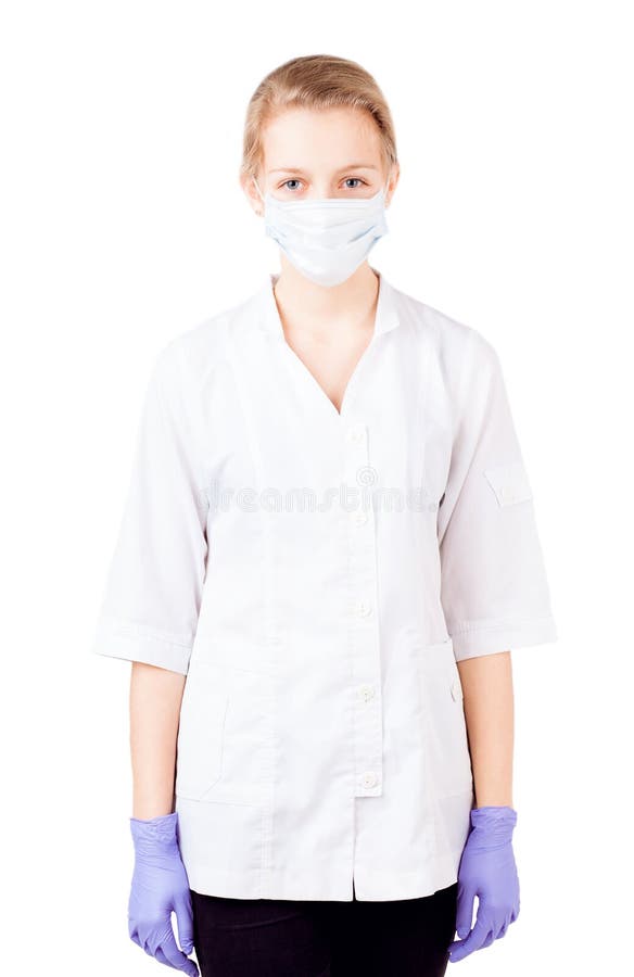 Pretty Medical Doctor in White Robe Isolated Stock Image - Image of ...