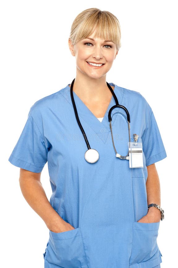Pretty Medical Professional Posing Casually Stock Image - Image of care ...