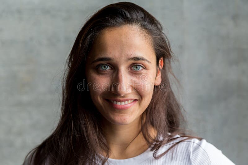 Pretty Middle Eastern Woman with Light Colored Eyes Smiling Stock Image ...