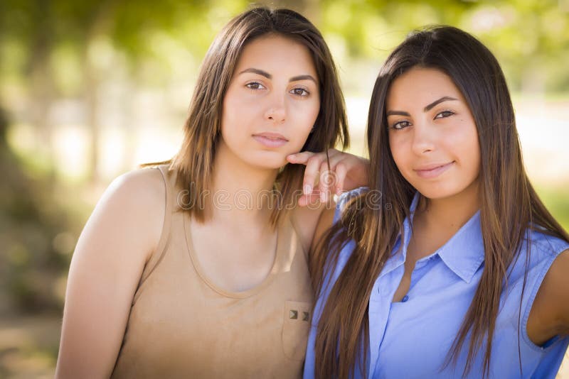 Pretty Mixed Race Twin Sisters Portrait Stock Image - Image of ...
