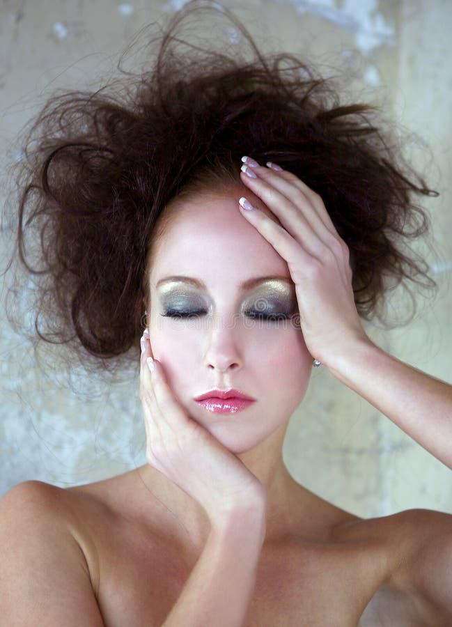 Pretty Model with Her Eyes Closed Stock Photo - Image of face, eyes ...