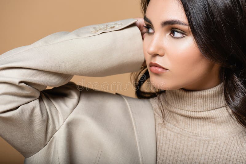 Pretty Model in Turtleneck and Blazer Stock Image - Image of color ...