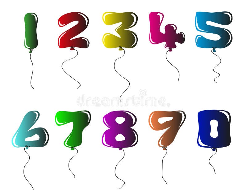 Pretty Numbers Balloon-shaped Stock Vector - Illustration of cartoon ...