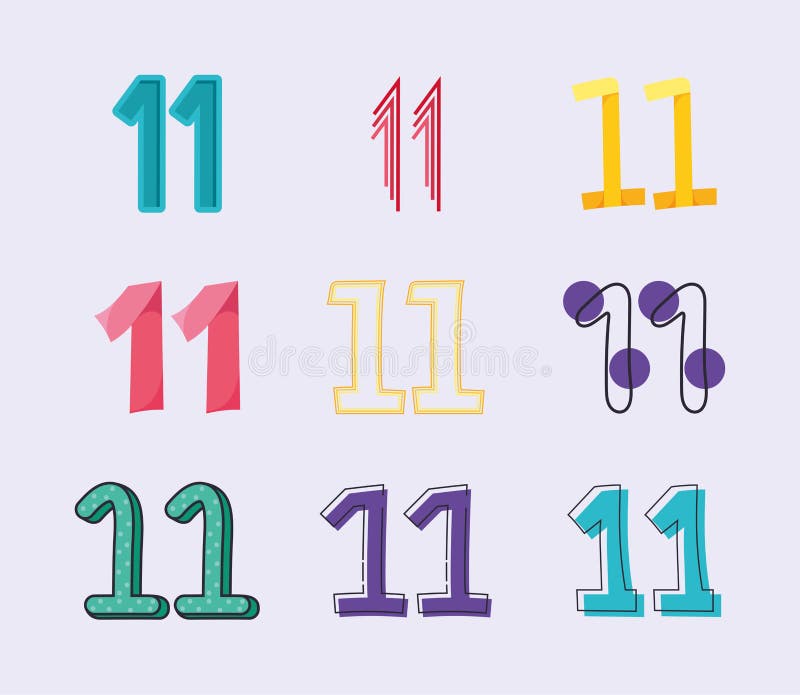 Pretty numbers eleven stock vector. Illustration of acronym - 231865654