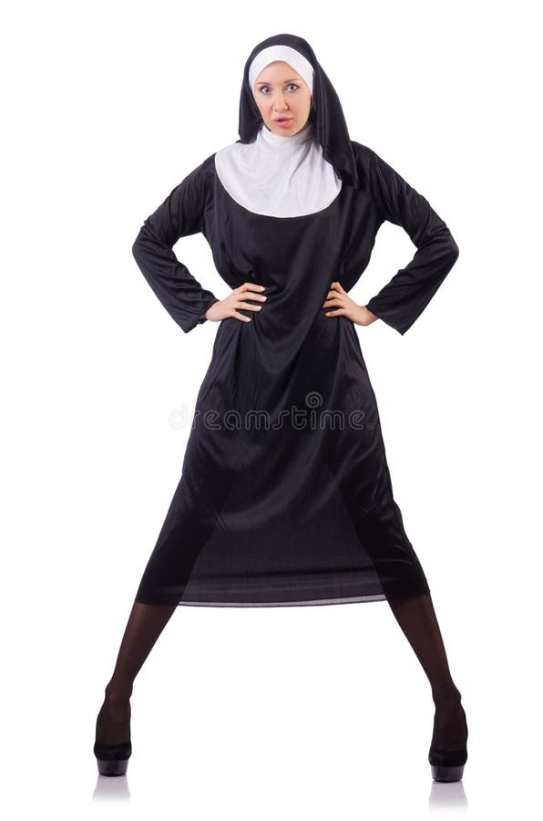 Pretty Nun Isolated on White Stock Photo - Image of religion, european ...