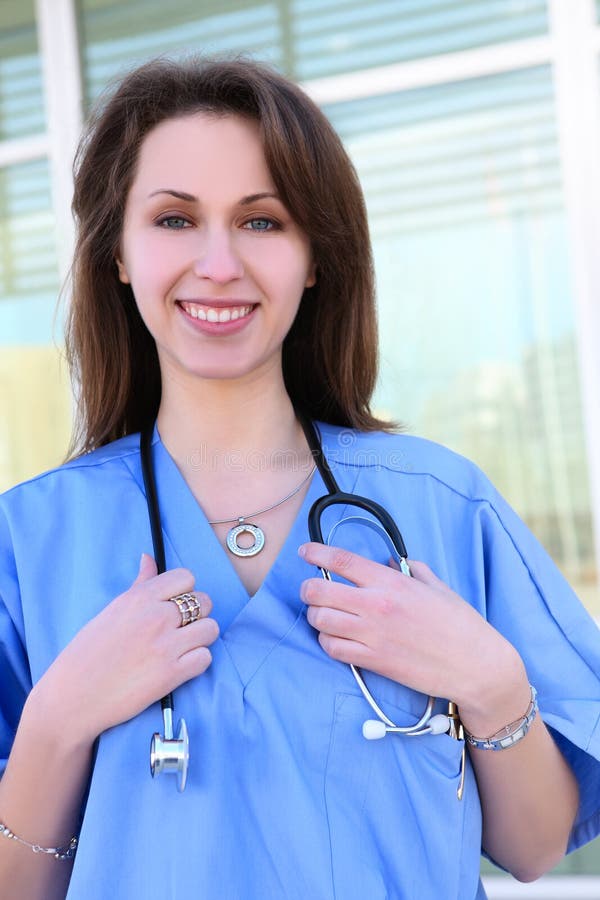 Pretty Nurse at Hospital stock image. Image of white - 13756493