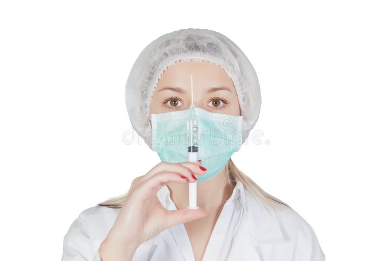 Pretty Nurse with an Injection and Uniform. Stock Image - Image of ...