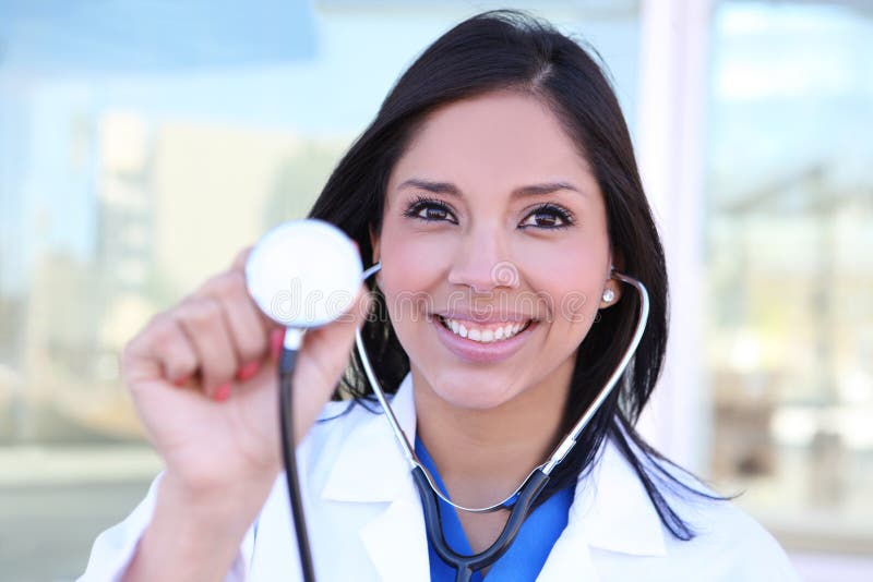 Pretty Nurse with Stethoscope Stock Image - Image of female, life: 18306681