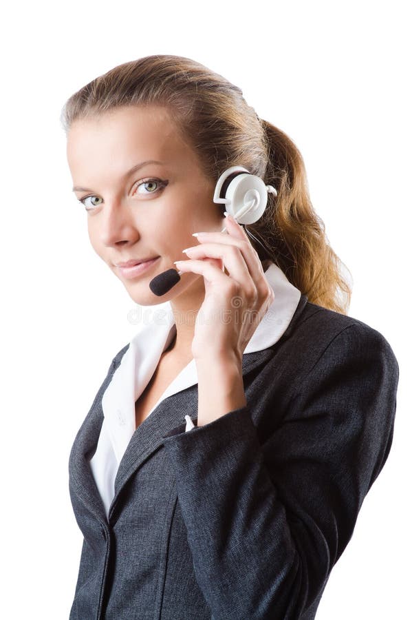 Pretty Office Manager Isolated on White Stock Photo - Image of cheerful ...