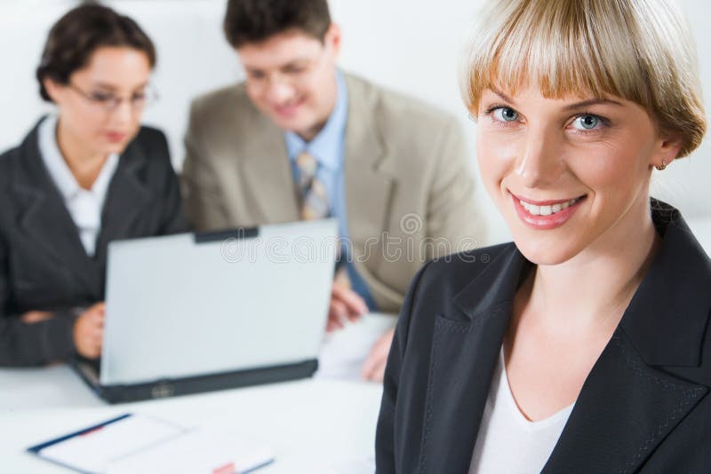 Pretty office worker stock image. Image of positive, cheerful - 3244407