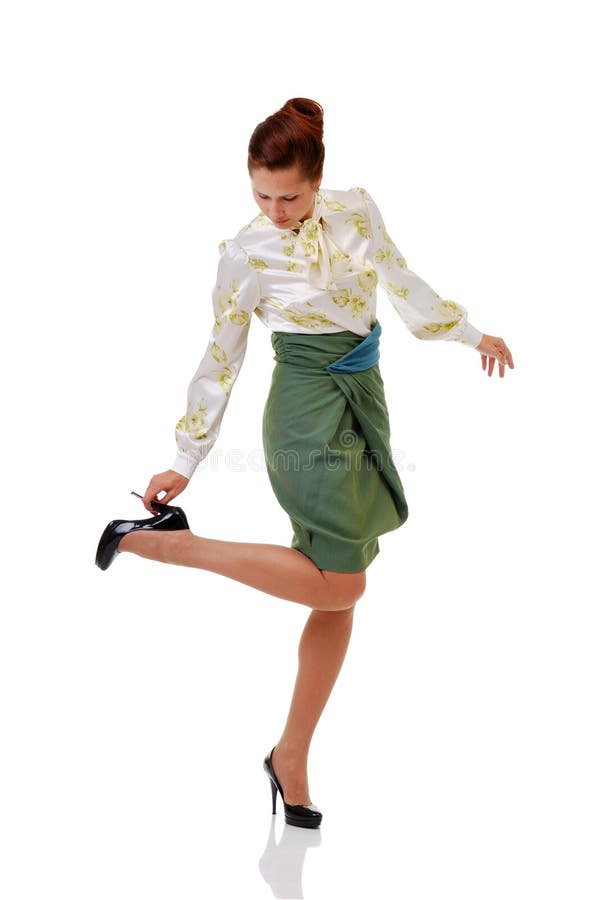 Pretty Office Worker Preening. Stock Photo - Image of standing ...