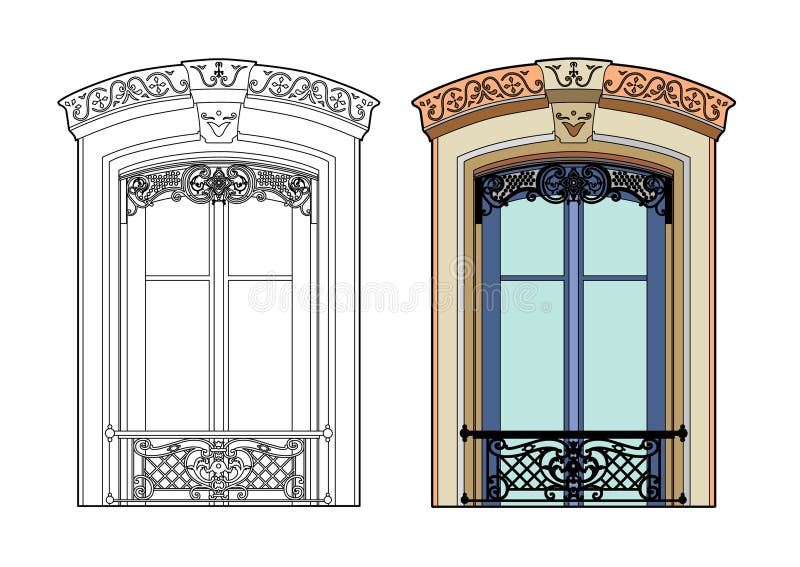 Pretty old window stock vector. Illustration of front - 217673916