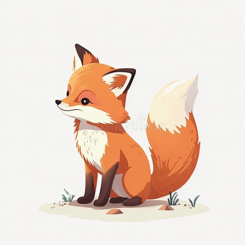 Cute Little Fox, Cartoon Character. Stock Illustration - Illustration ...