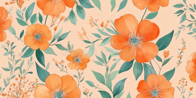 Pretty Orange Theme Flowers on Pastel Orange Ai Generated Stock ...