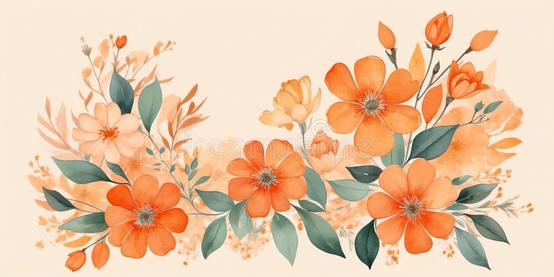Pretty Orange Theme Flowers on Pastel Orange Ai Generated Stock ...