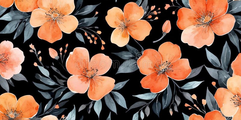 Pretty Orange Theme Flowers on Pastel Blac Ai Generated Stock ...
