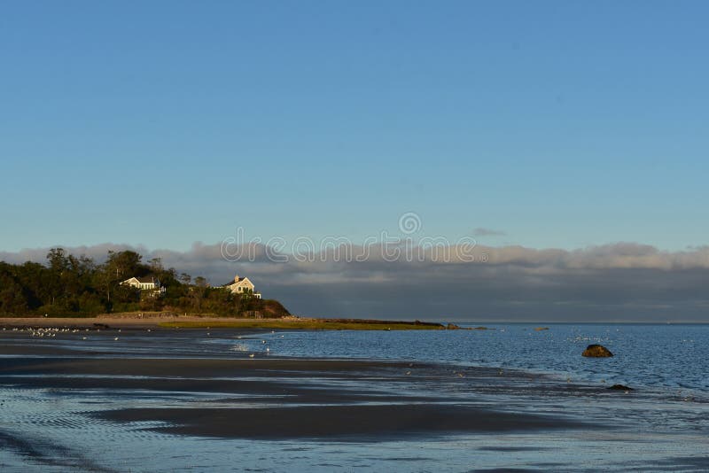 Breathtaking View of a Cape Cod Beach Woth Large Homes Stock Photo ...