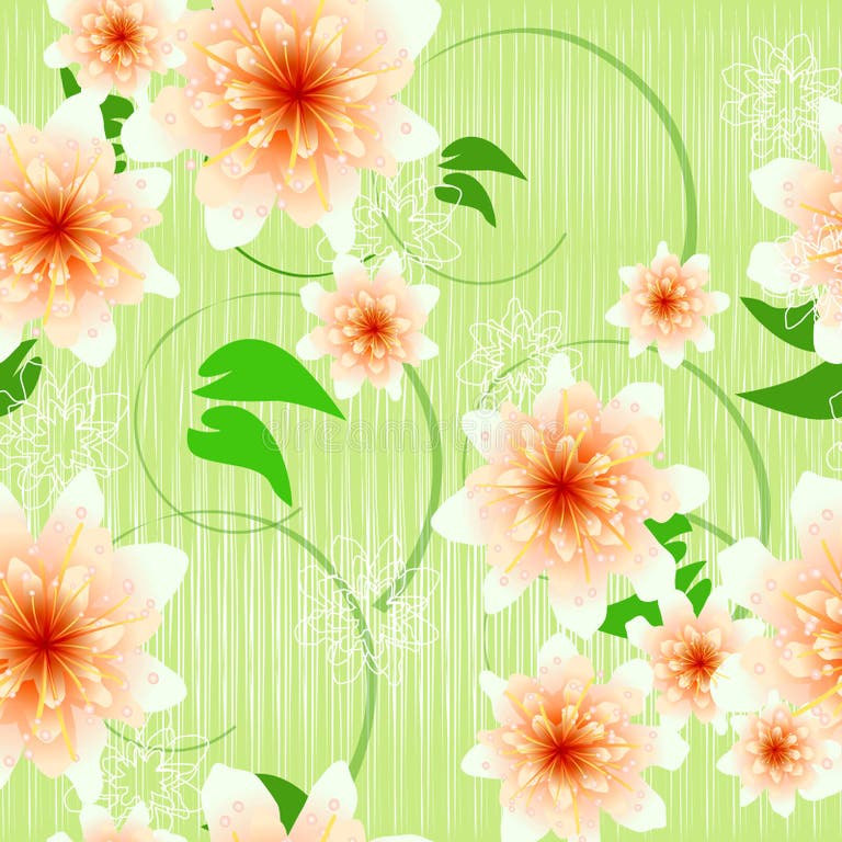 Pretty Painted Flowers Seamless Background Stock Vector - Illustration of flowers, neon: 64805668