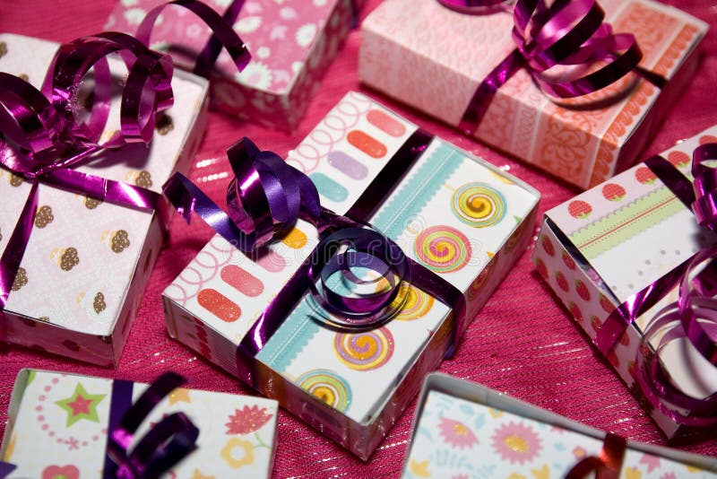 Pretty Parcels Wrapped with Ribbon Stock Photo - Image of gift ...