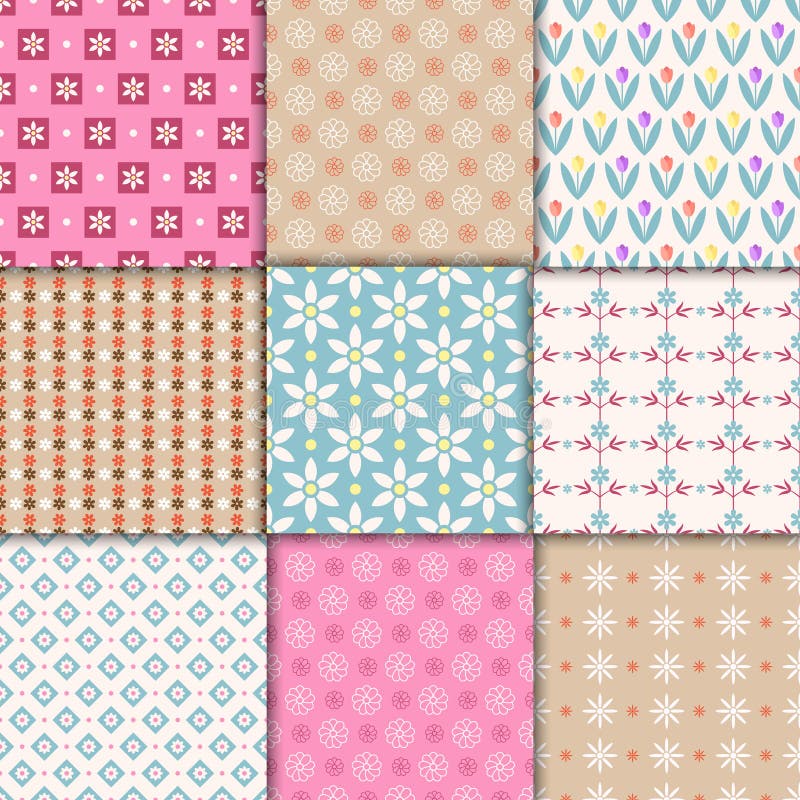 Pretty Pastel Vector Seamless Patterns (tiling, Stock Vector ...