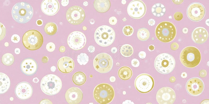 Pretty Pastel Pink Background with Gold and Silver Floral Circle ...