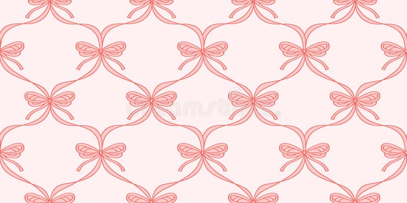 Pretty Pattern of Coquette Bows and Wavy Ribbons. Thin Bows Pattern in ...