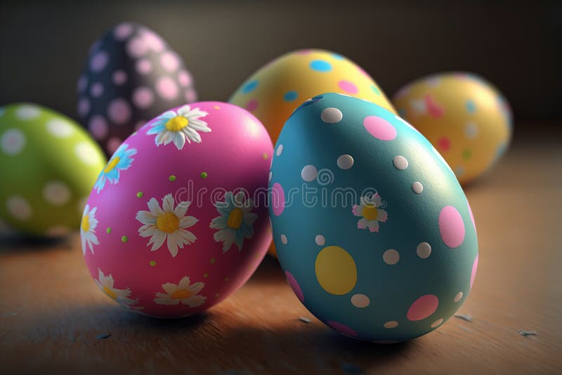 Pretty Patterned Easter Eggs on a Table. Stock Illustration ...