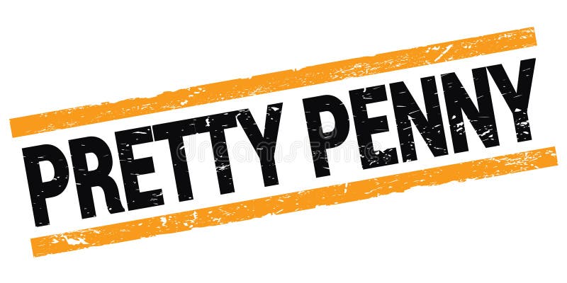 PRETTY PENNY Text on Black-orange Rectangle Stamp Sign Stock ...