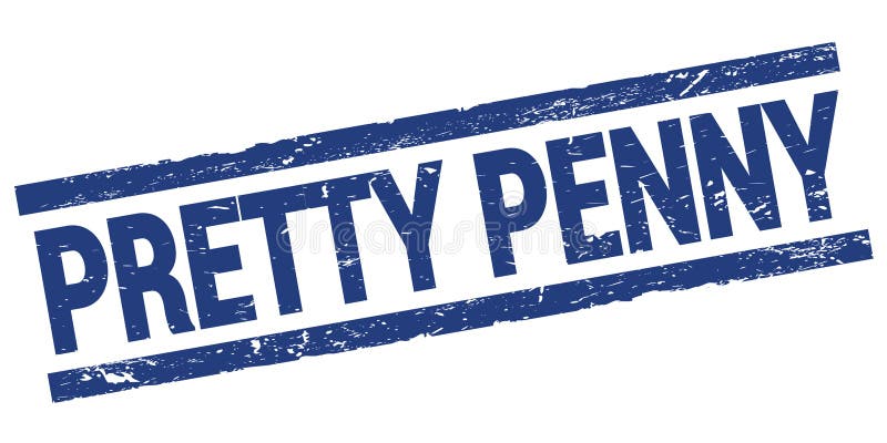 PRETTY PENNY Text on Blue Rectangle Stamp Sign Stock Illustration ...