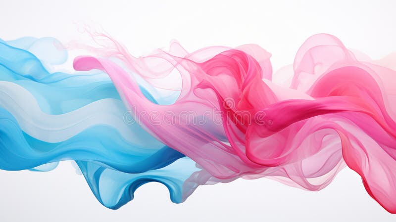 Pretty Pink and Aqua Flowing Artwork on White Background Stock ...