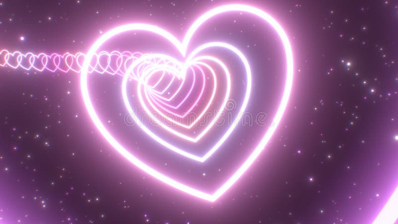 Pretty Pink Love Heart Tunnel Curved Path Beautiful Neon Glow Lights ... Pretty Pink Love Heart Tunnel Curved Path Beautiful Neon Glow Lights ...