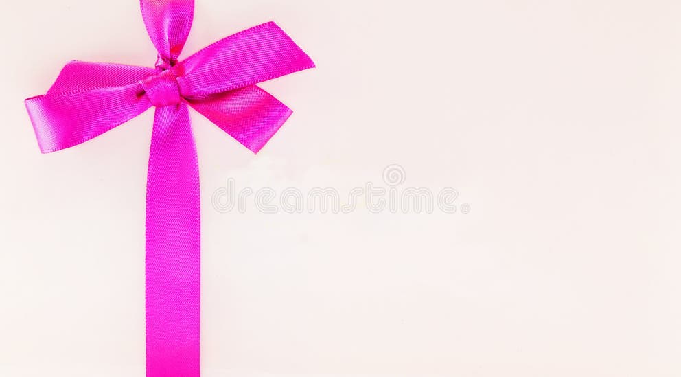 A Pretty Pink Ribbon and Bow on a White Background. Stock Image - Image ...